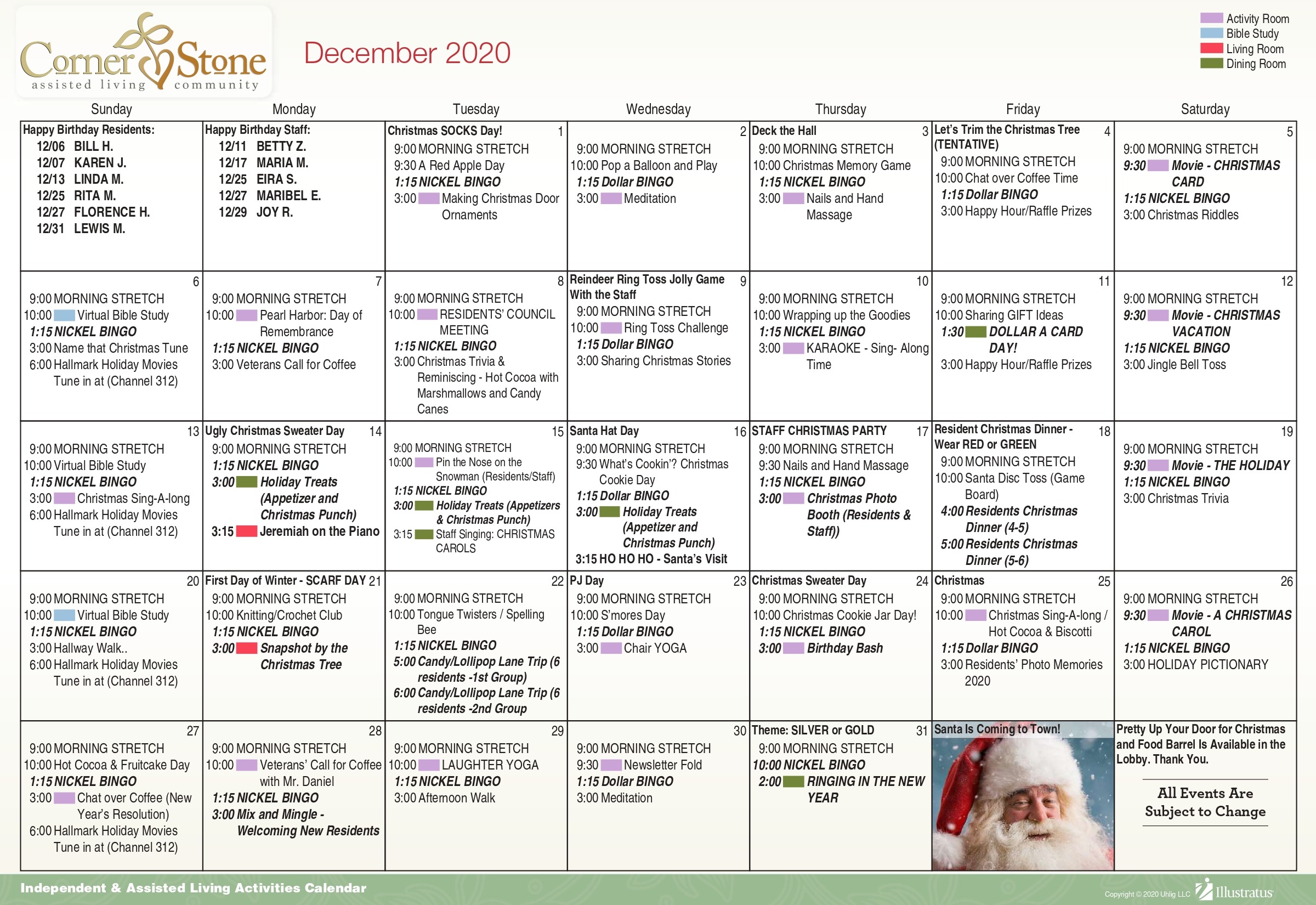 Calendar - Cornerstone Assisted Living Community